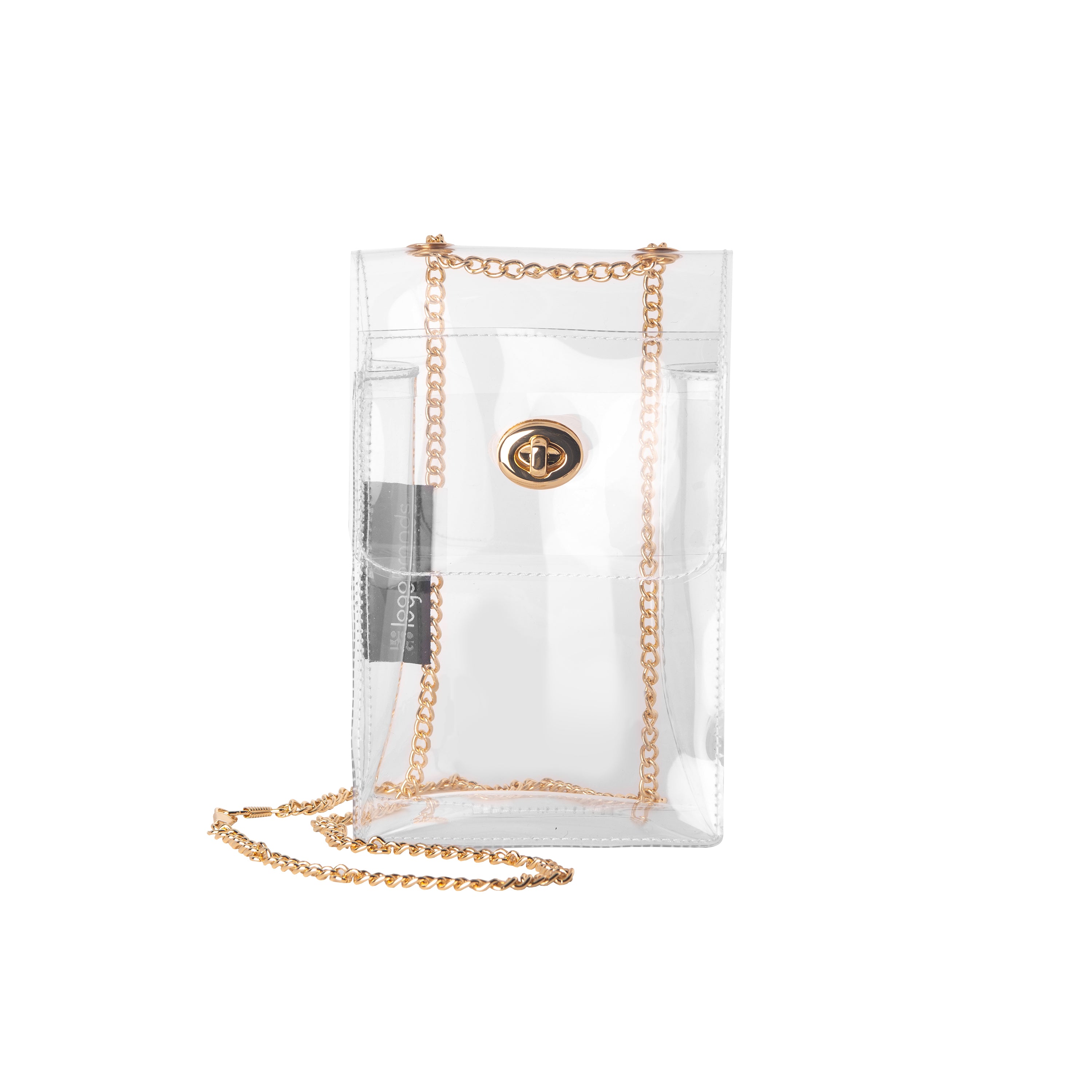 Plain Non Branded Gold Chain Clear Essential Bag | Logo Brands