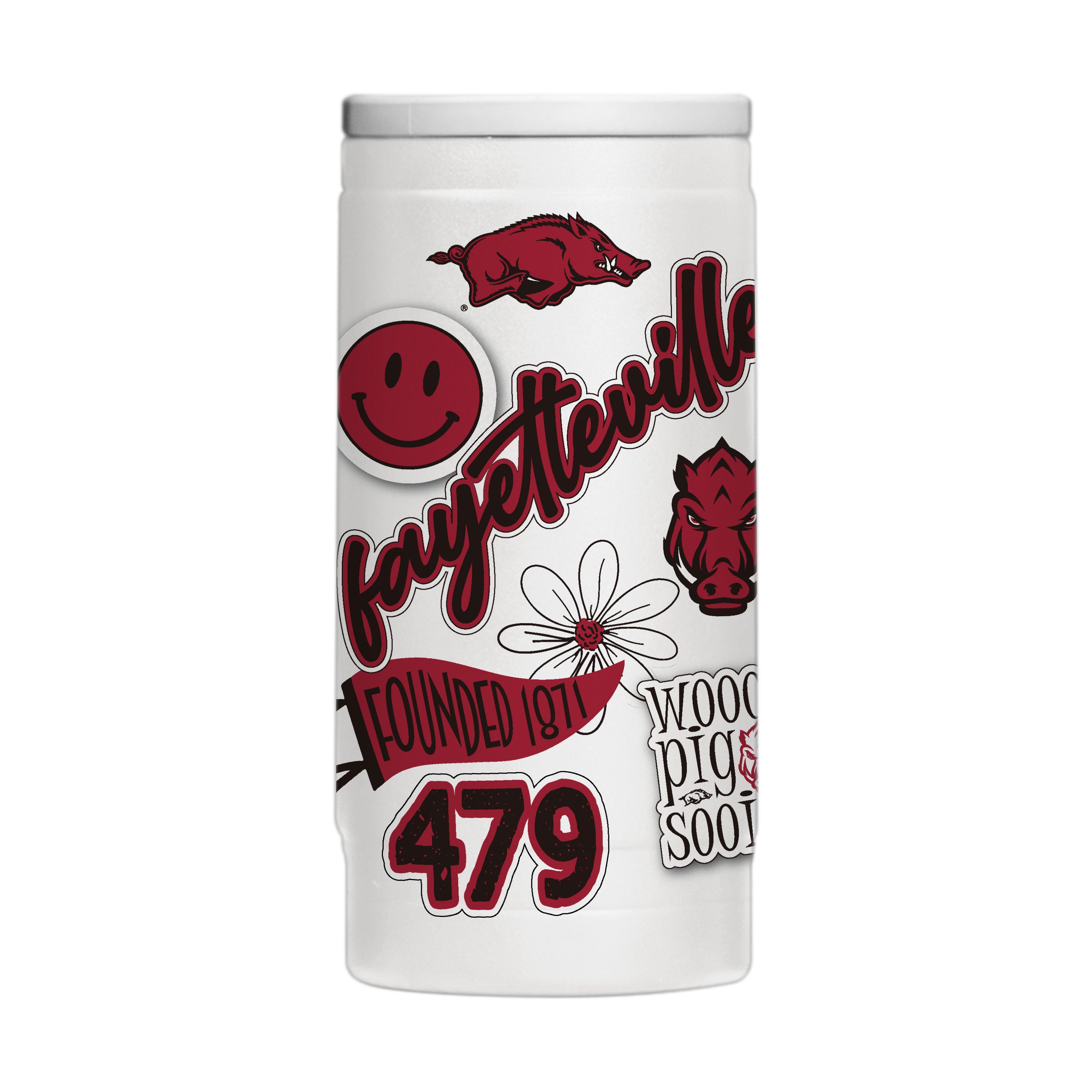 Arkansas 12oz Native Powder Coat Slim Can Coolie | Logo Brands