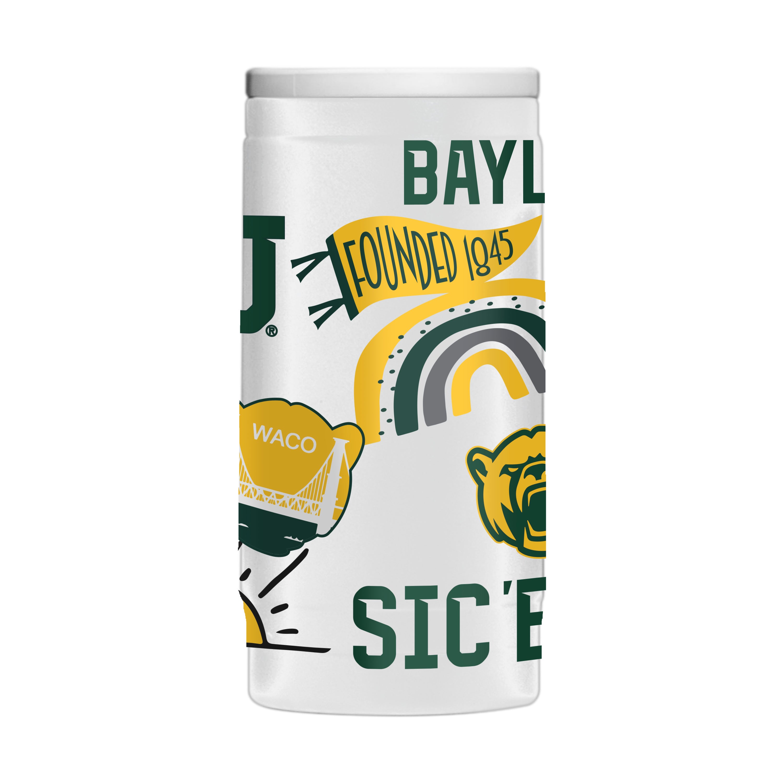 Baylor 12oz Native Powder Coat Slim Can Coolie | Logo Brands