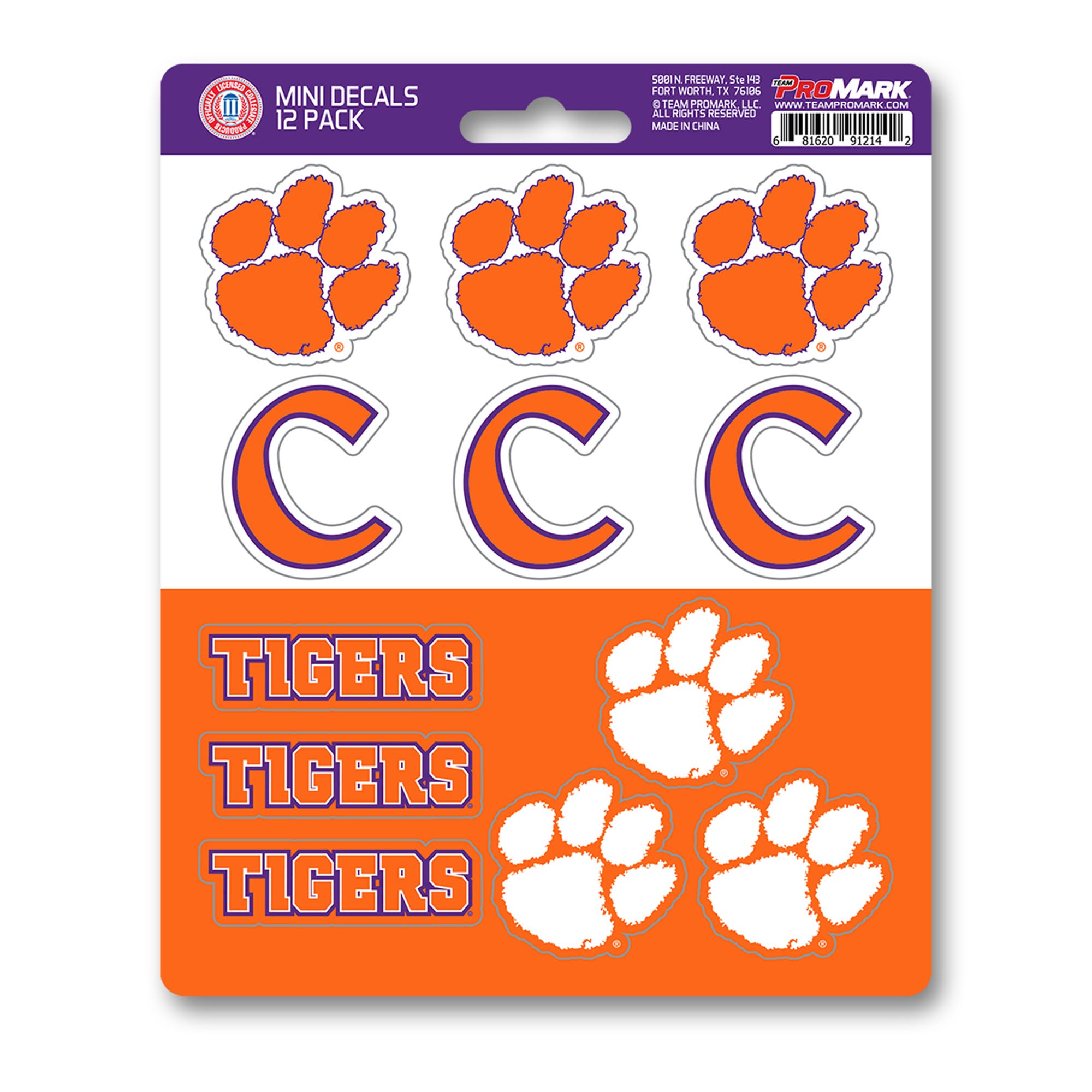 Clemson University Mini Decal 12-pk | Logo Brands
