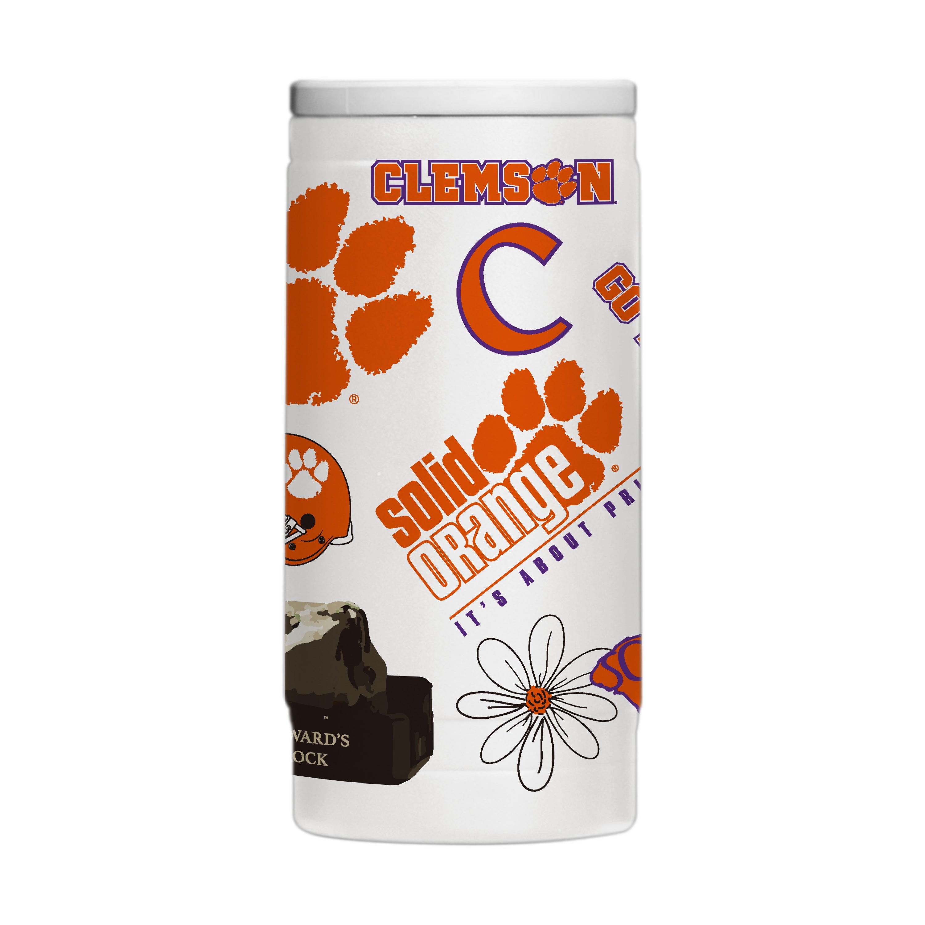 Clemson 12oz Native Powder Coat Slim Can Coolie | Logo Brands
