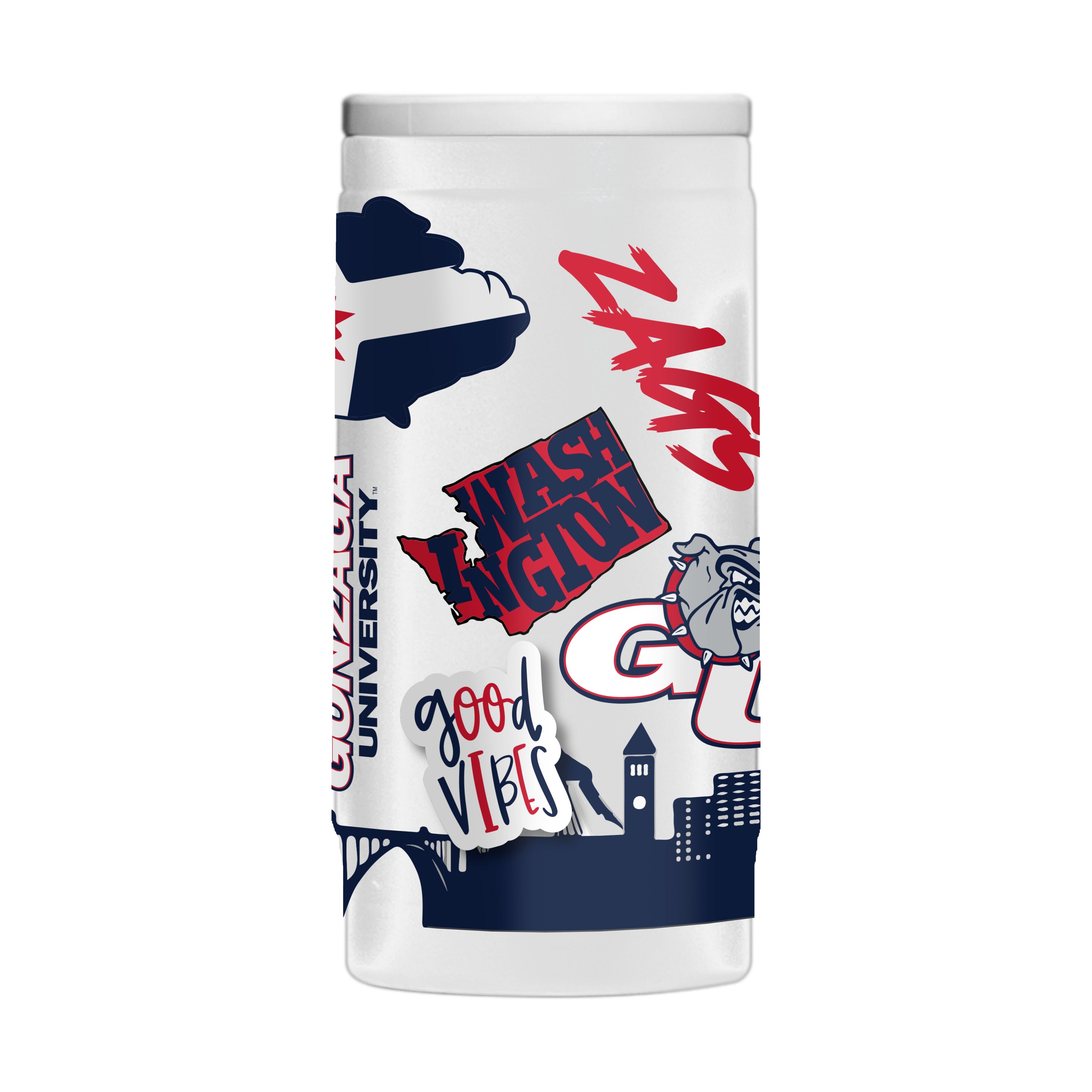 Gonzaga 12oz Native Powder Coat Slim Can Coolie | Logo Brands