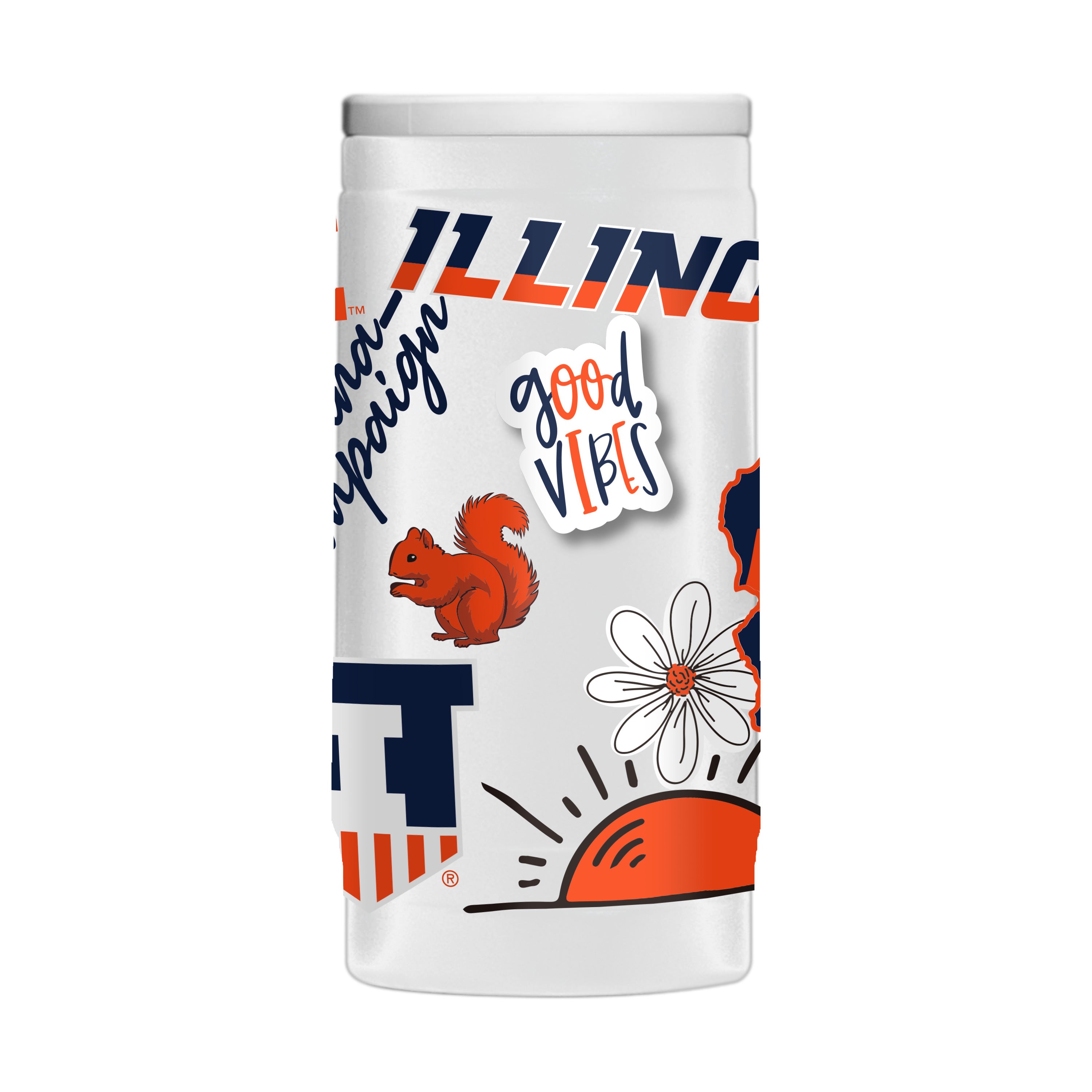 Illinois 12oz Native Powder Coat Slim Can Coolie | Logo Brands