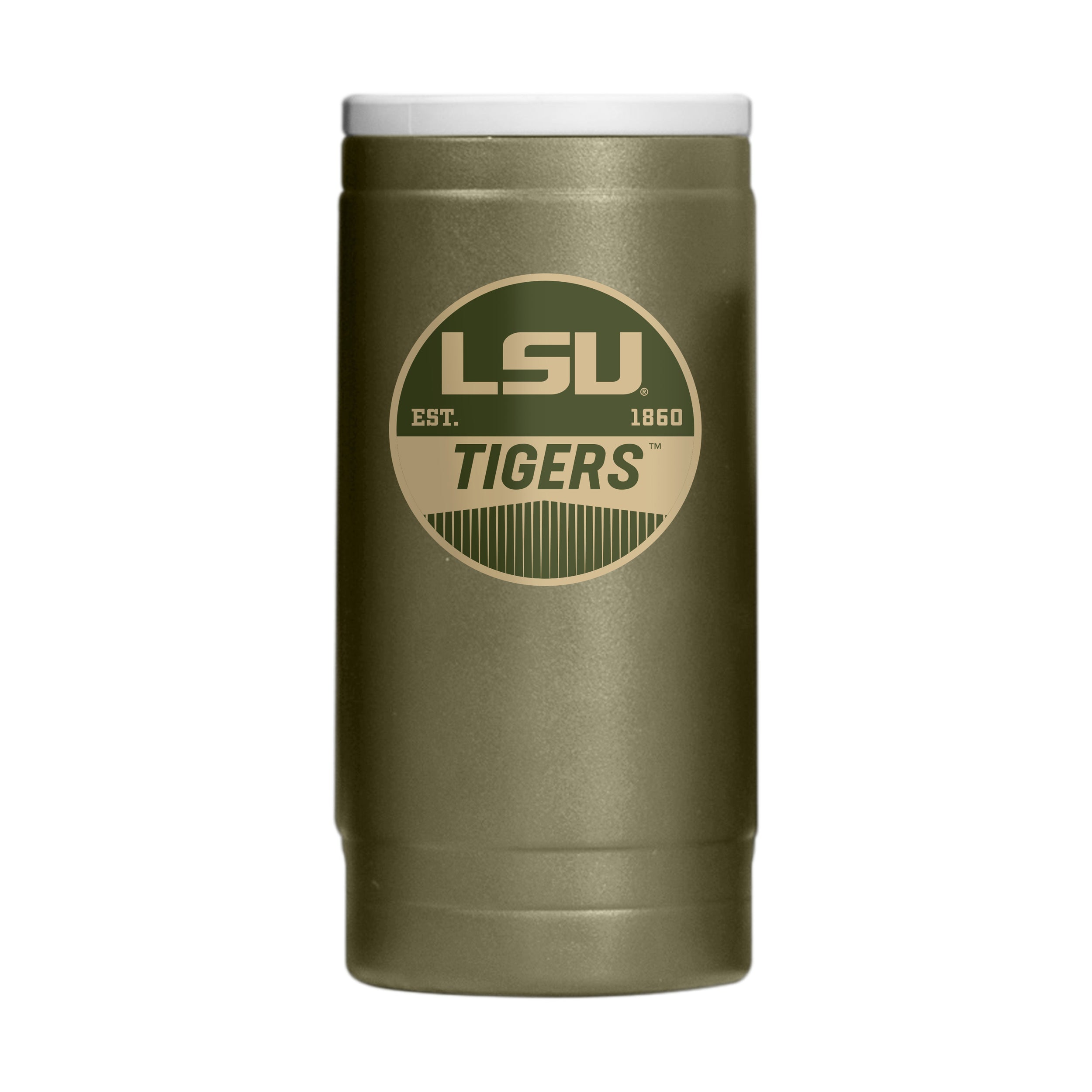 LSU Badge Powder Coat Slim Can Coolie | Logo Brands