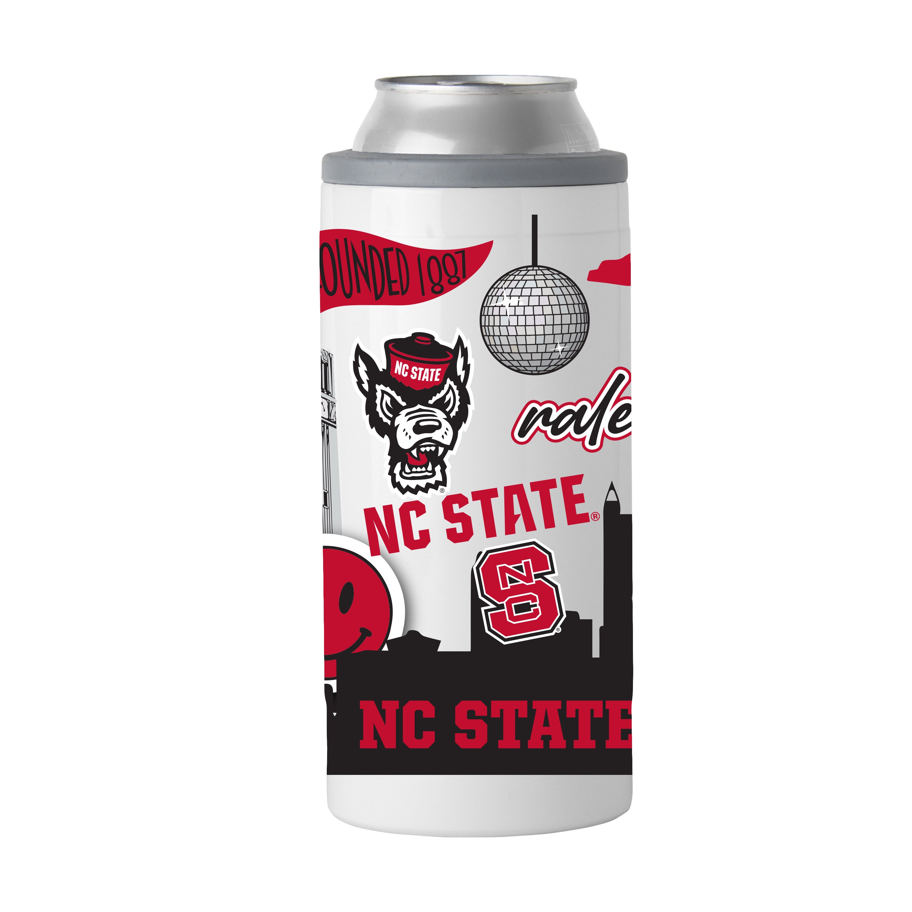 NC State 12oz Native Powder Coat Slim Can Coolie | Logo Brands