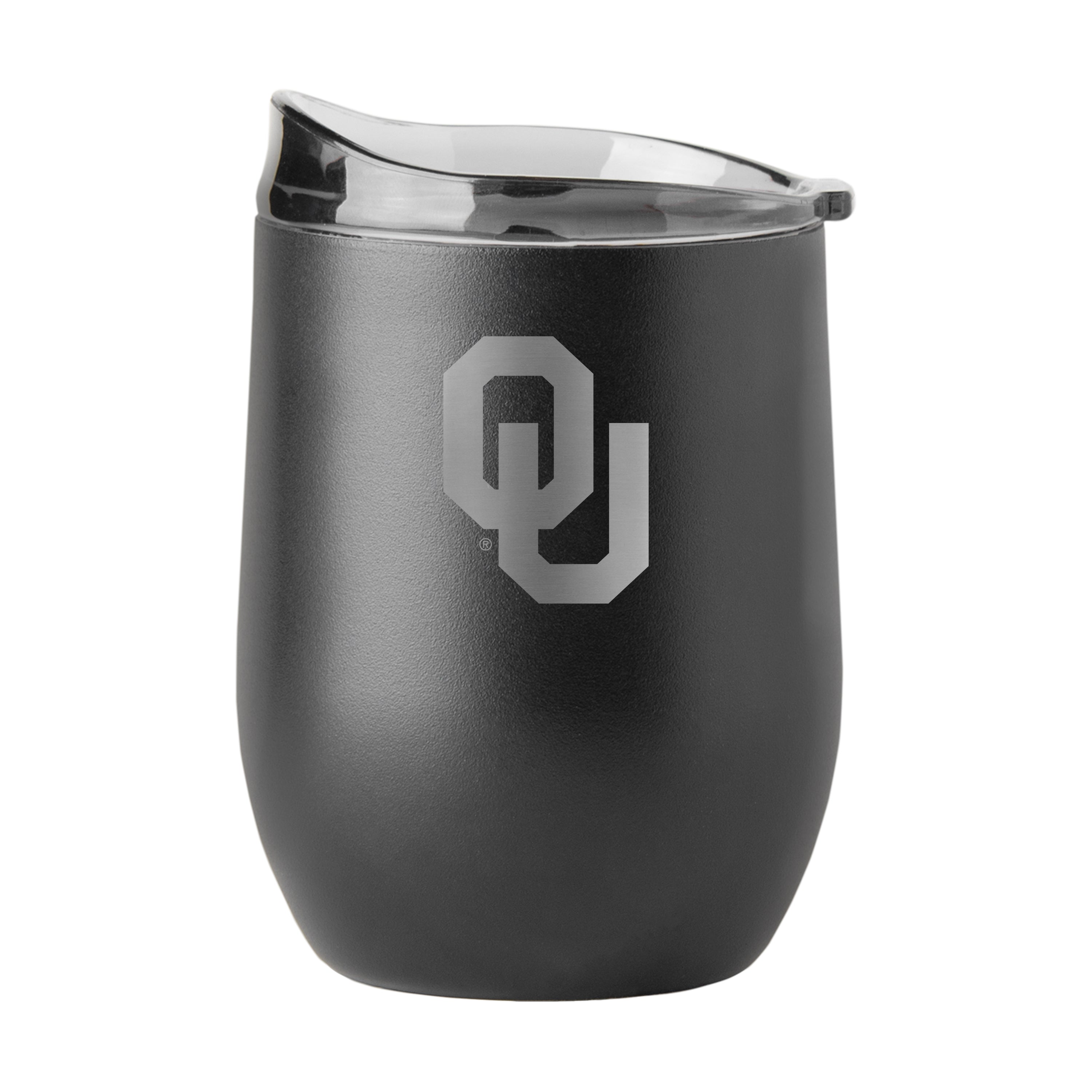 Oklahoma 16oz Etch Black Powder Coat Curved Beverage | Logo Brands