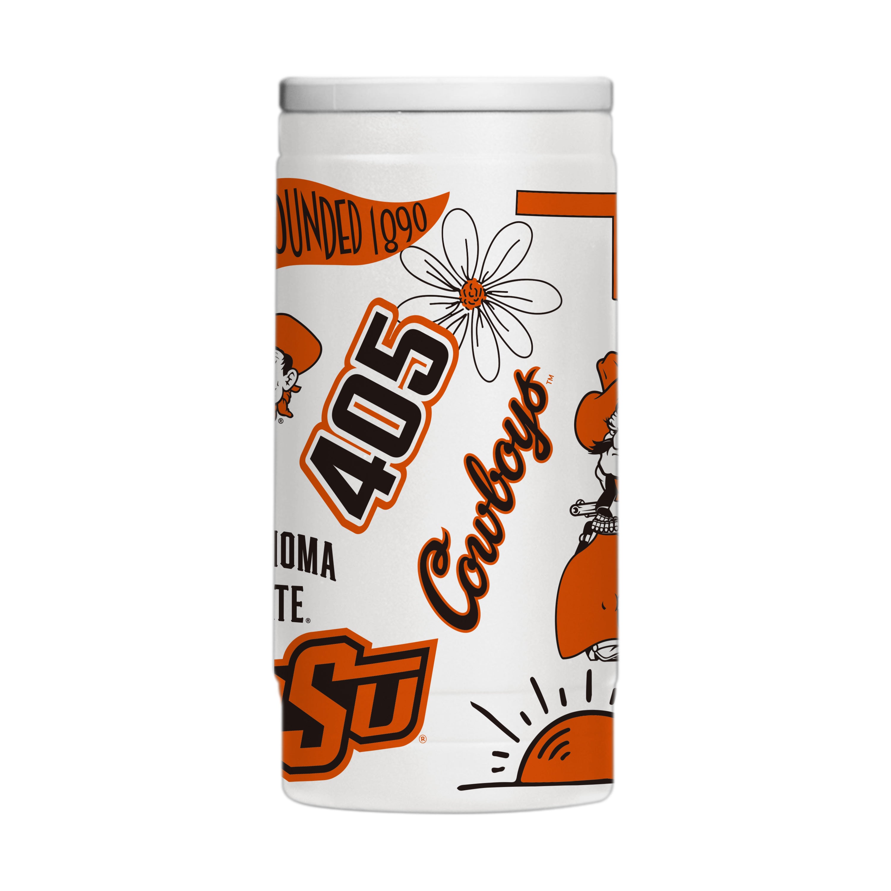 Oklahoma State 12oz Native Powder Coat Slim Can Coolie | Logo Brands
