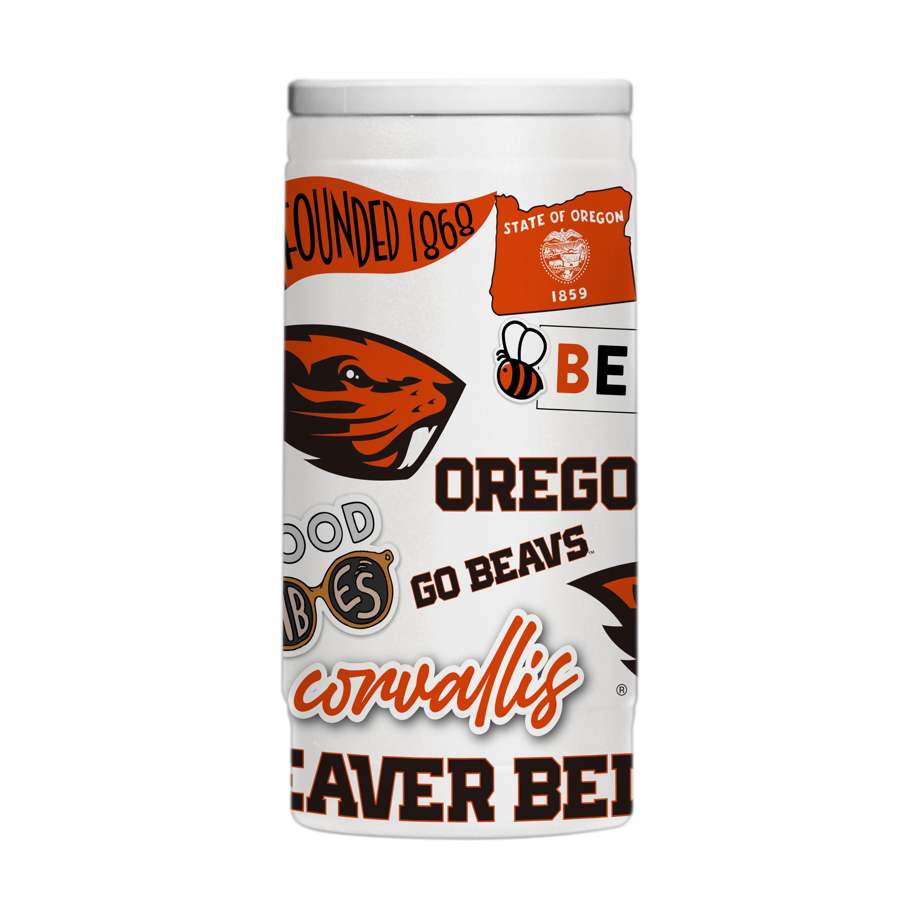 Oregon State 12oz Native Powder Coat Slim Can Coolie | Logo Brands