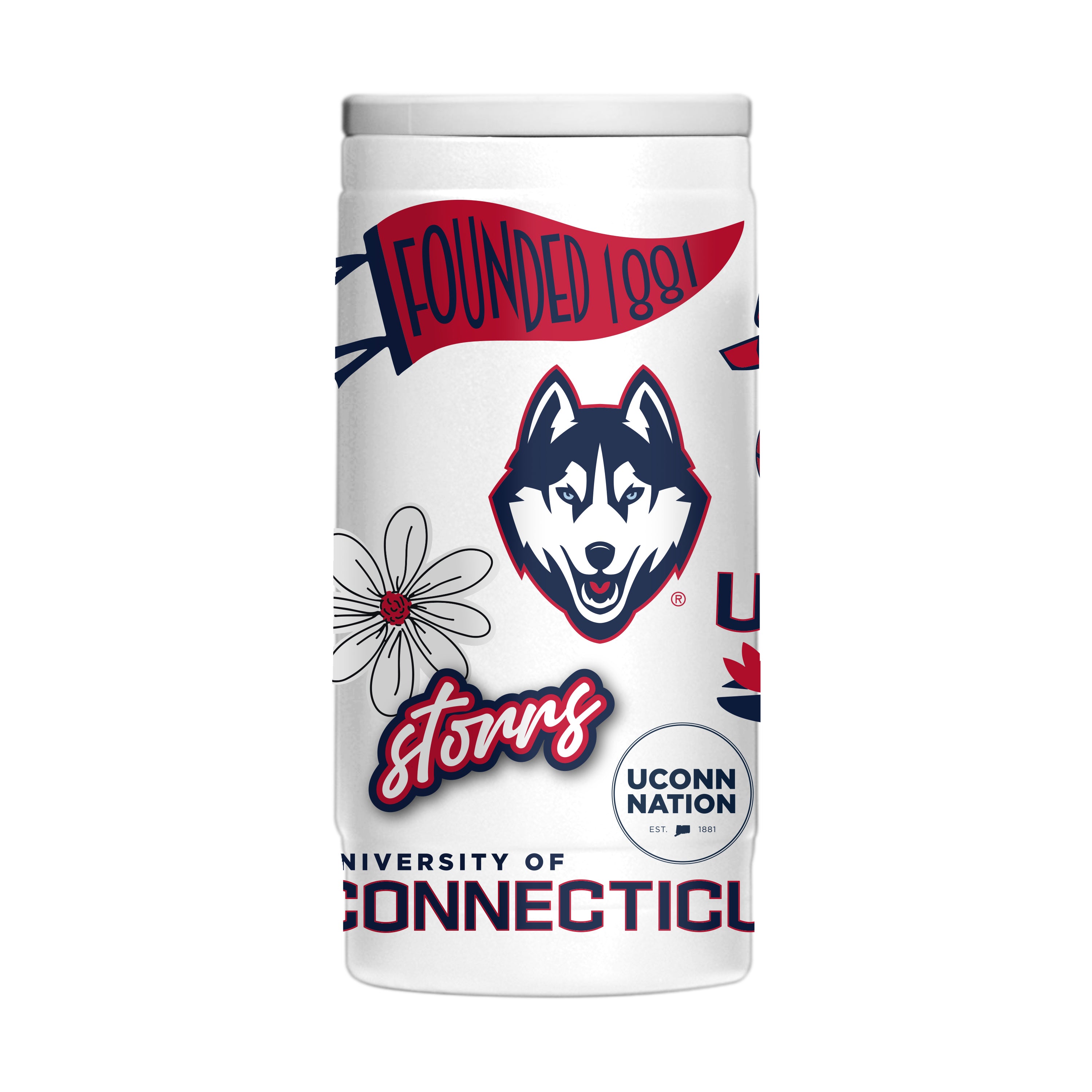 UConn 12oz Native Powder Coat Slim Can Coolie | Logo Brands