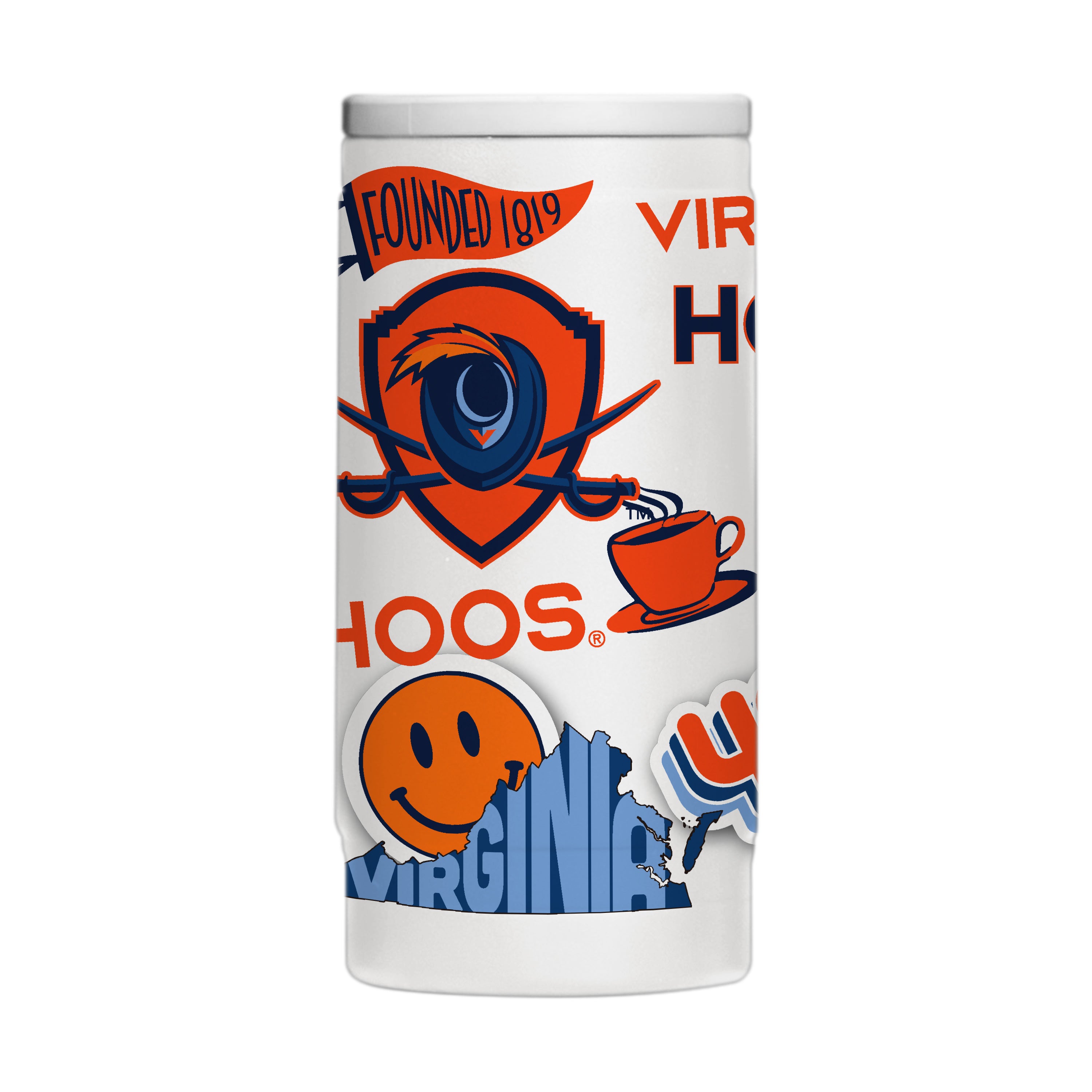 Virginia 12oz Native Powder Coat Slim Can Coolie | Logo Brands