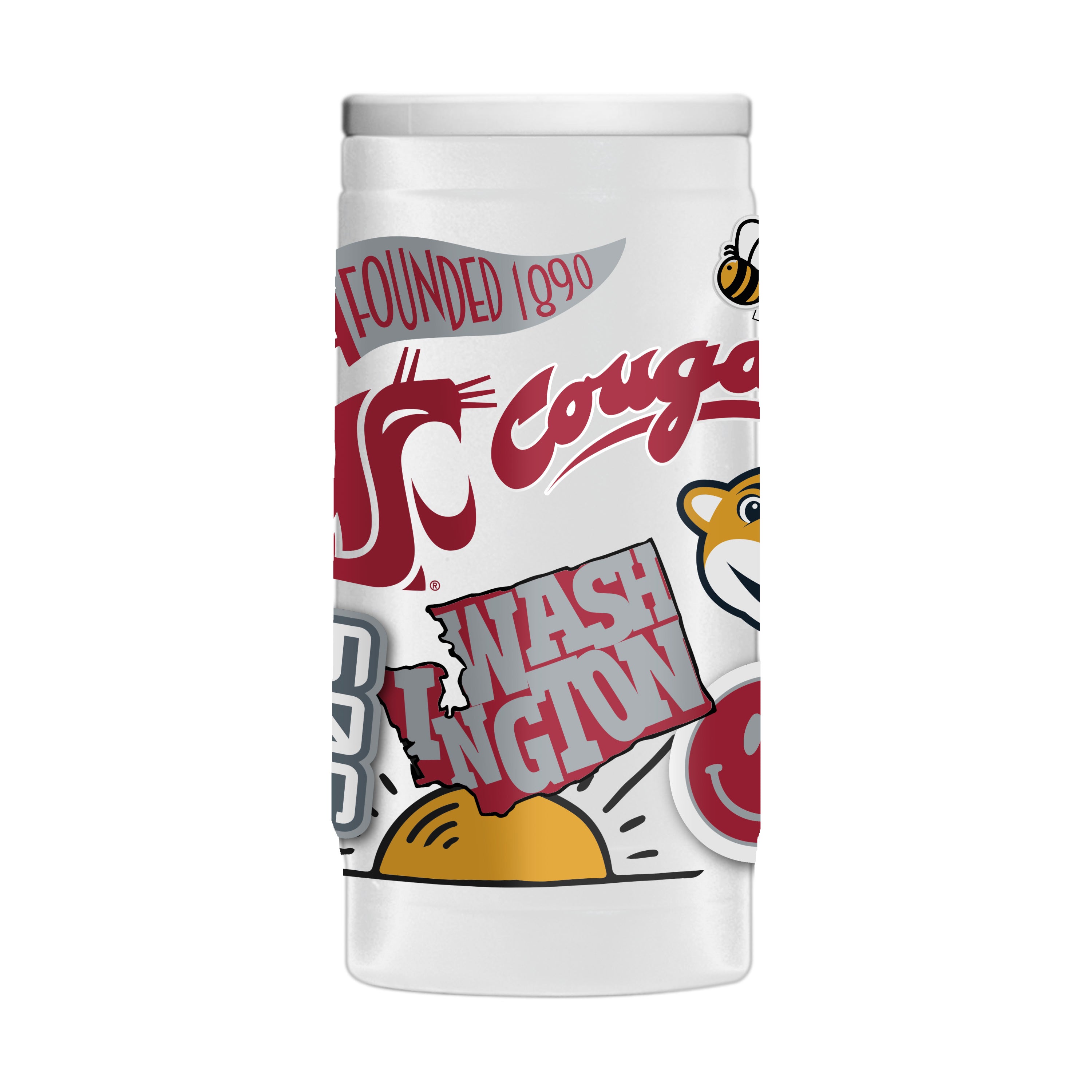 Washington State 12oz Native Powder Coat Slim Can Coolie | Logo Brands