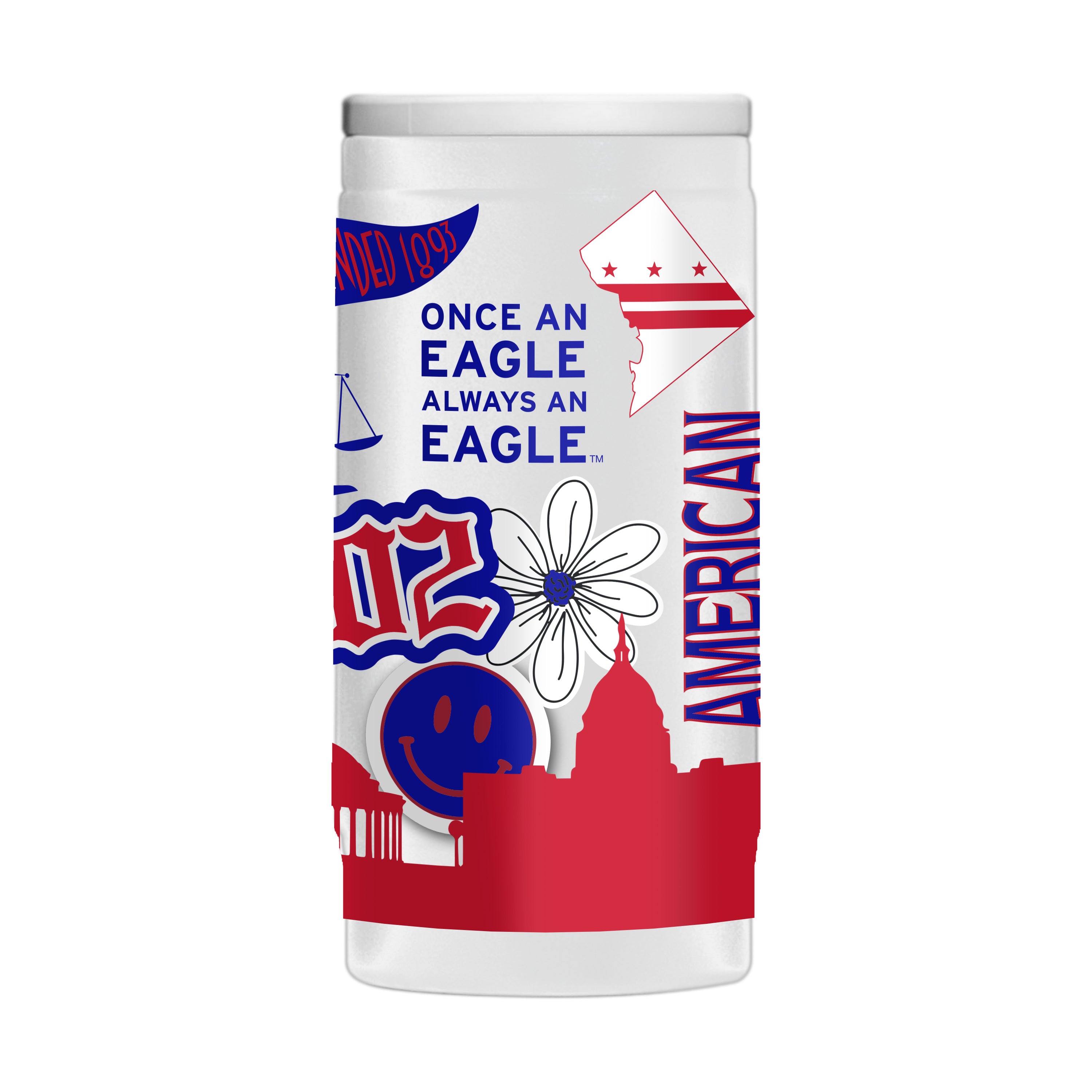 American University 12oz Native Powder Coat Slim Can Coolie | Logo Brands