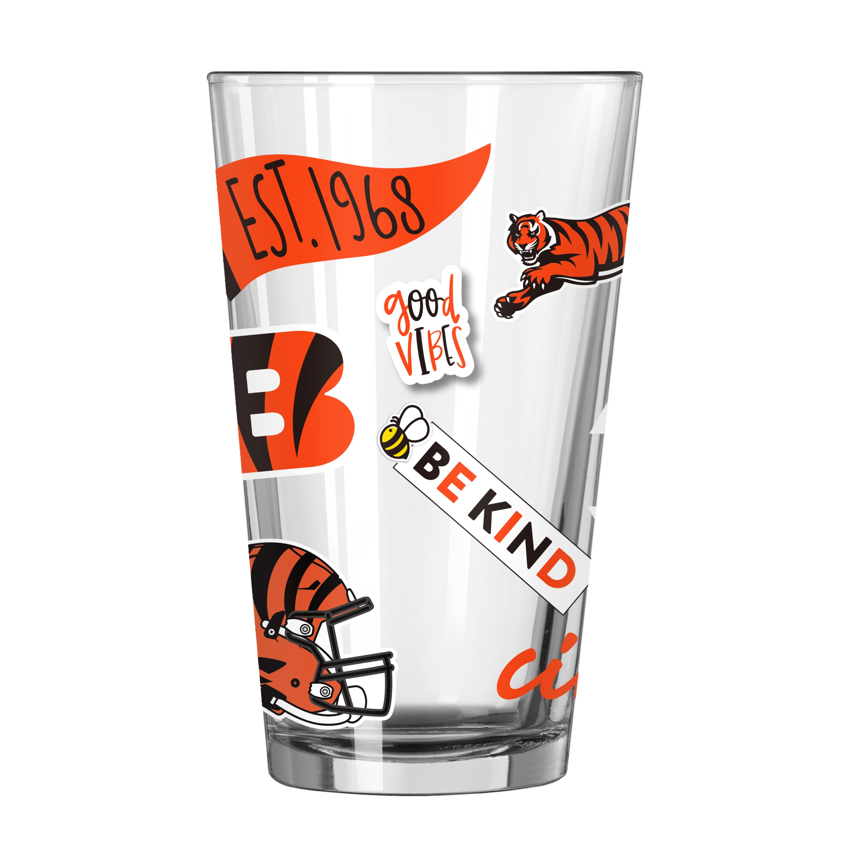 Cincinnati Bengals 16oz Native Pint Glass | Logo Brands