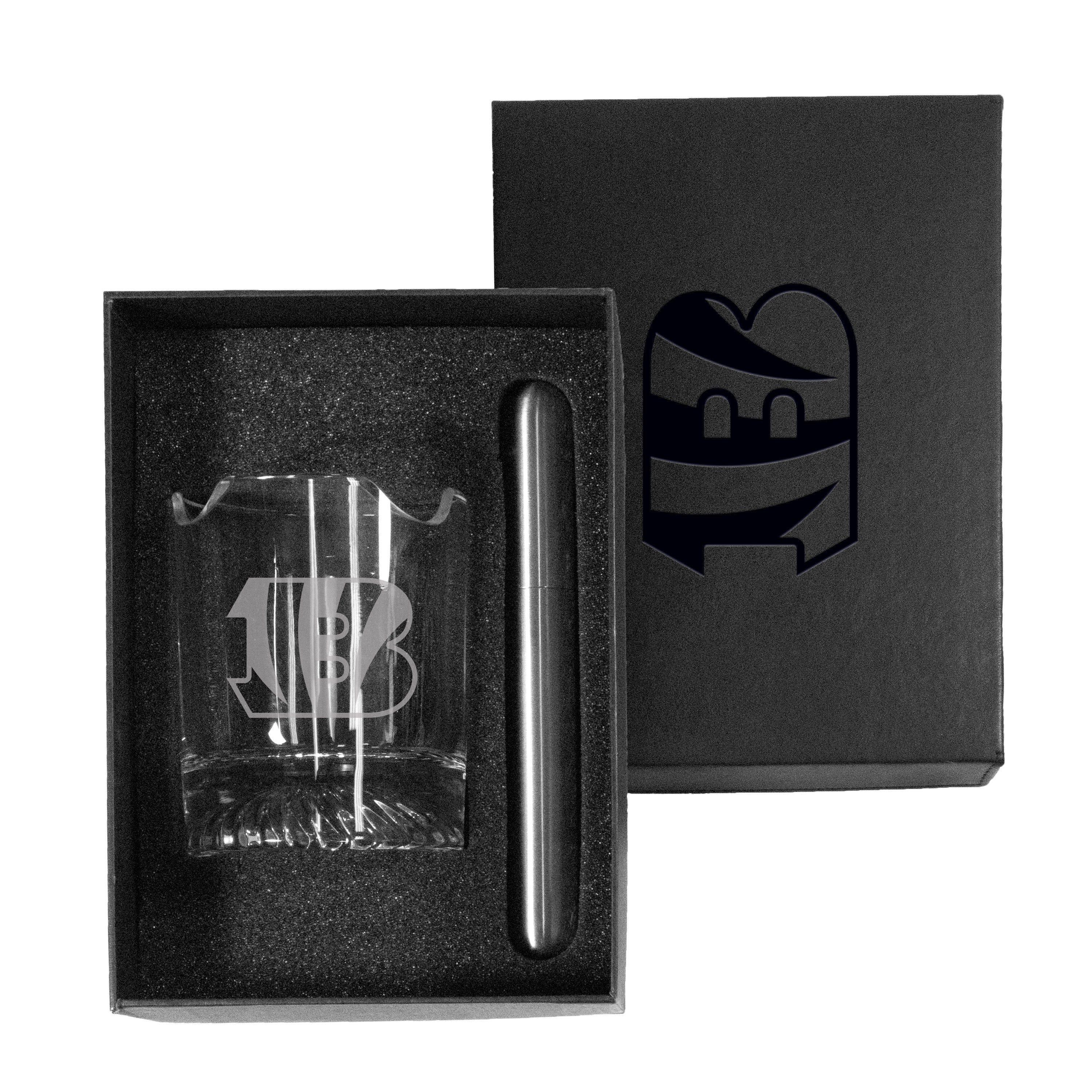 Cincinnati Bengals 10oz Rocks Glass & Cigar Holder Set | Logo Brands
