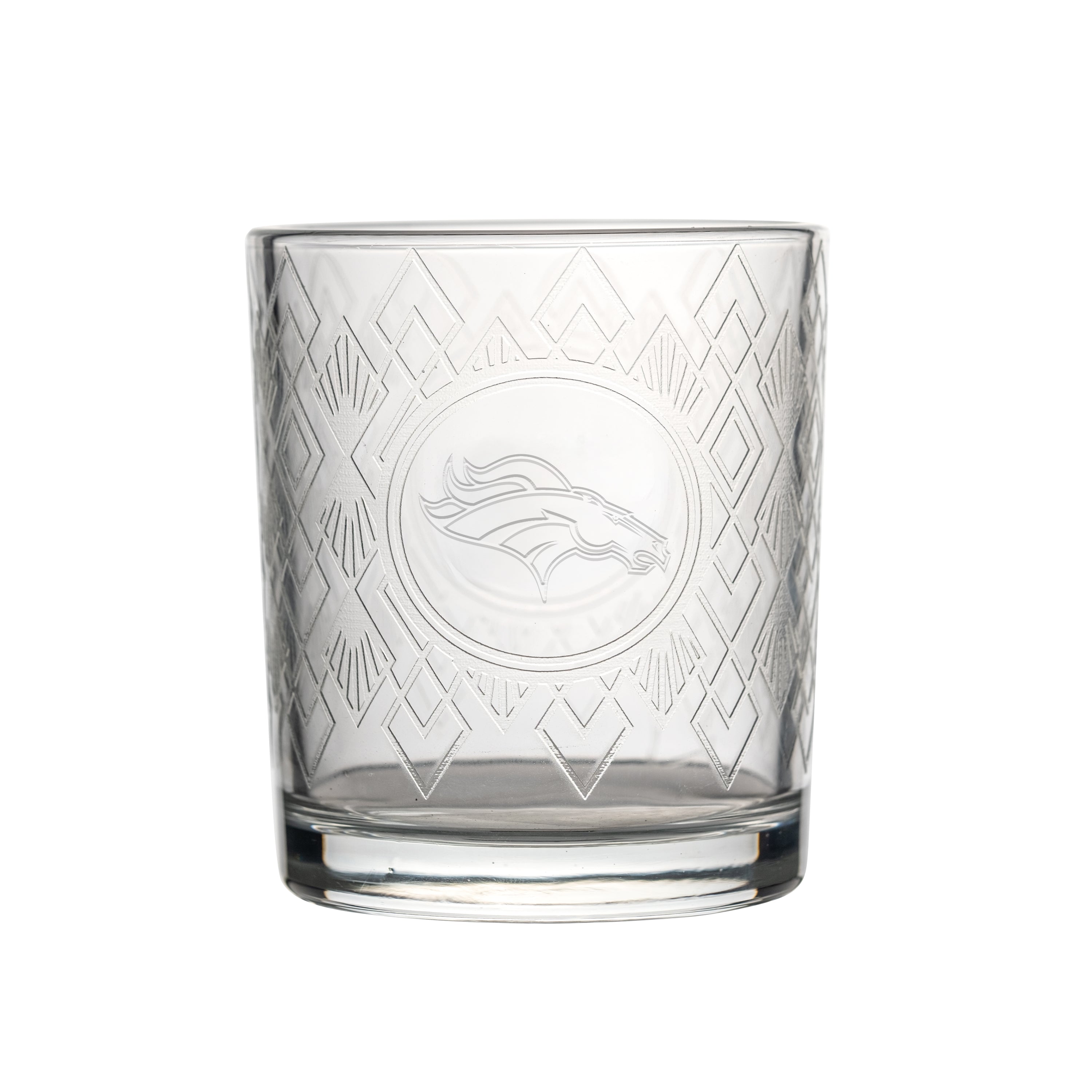 Denver Broncos 12oz Diamond Stained Rocks Glass | Logo Brands