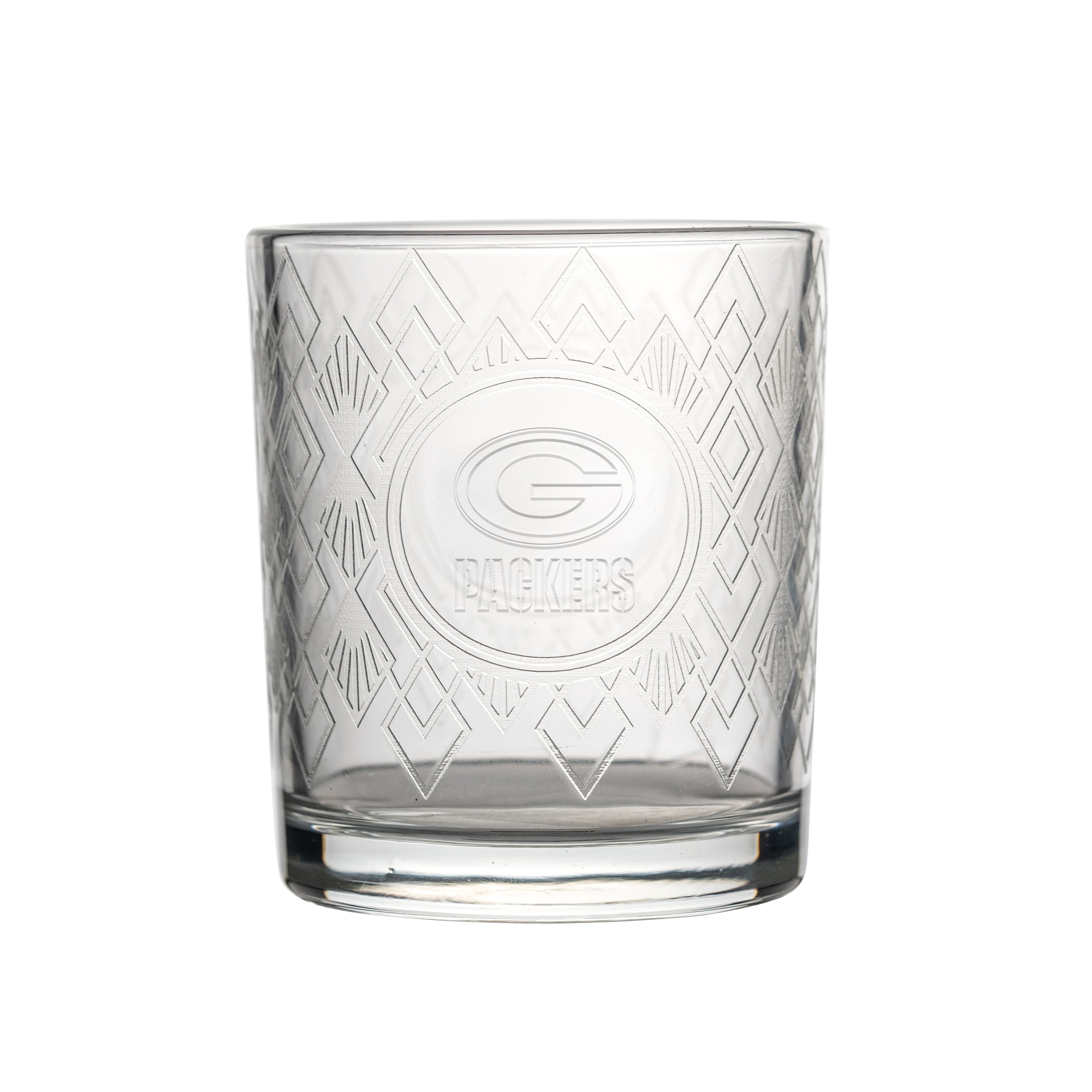 Green Bay Packers 12oz Diamond Stained Rocks Glass | Logo Brands