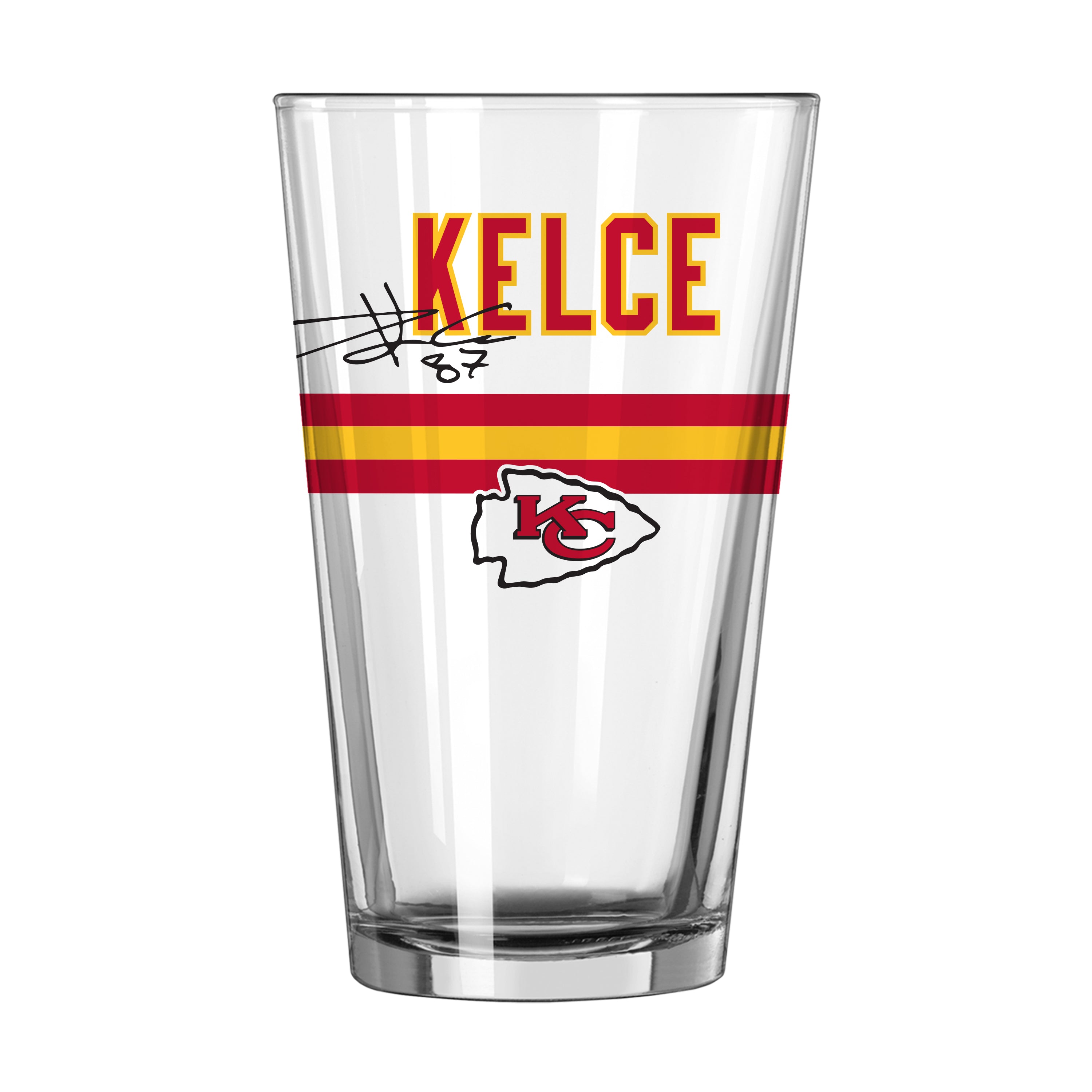 Kansas City Chiefs Travis Kelce 16oz Stripe Pint Glass | Logo Brands