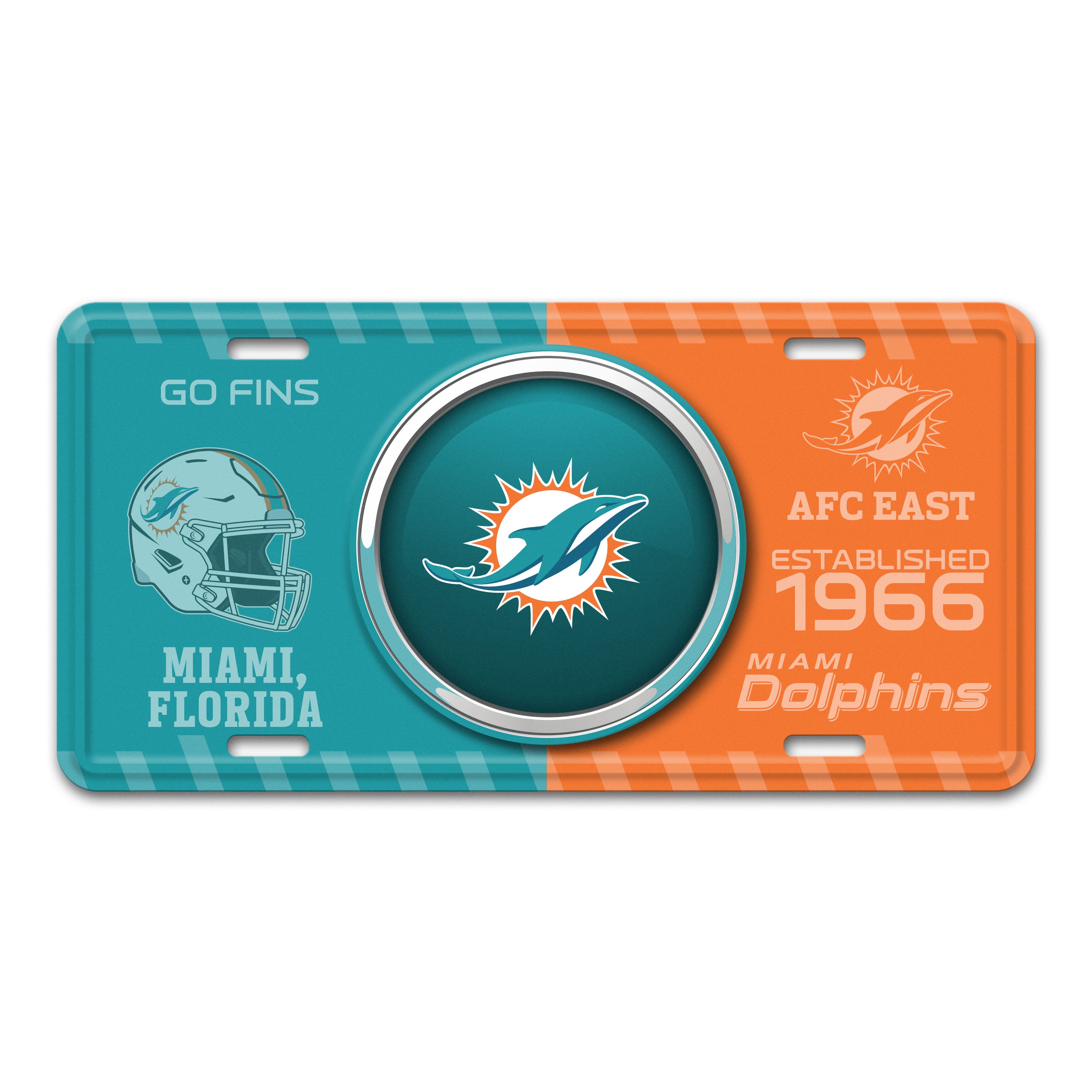 NFL - Miami Dolphins Embossed Metal License Plate | Logo Brands