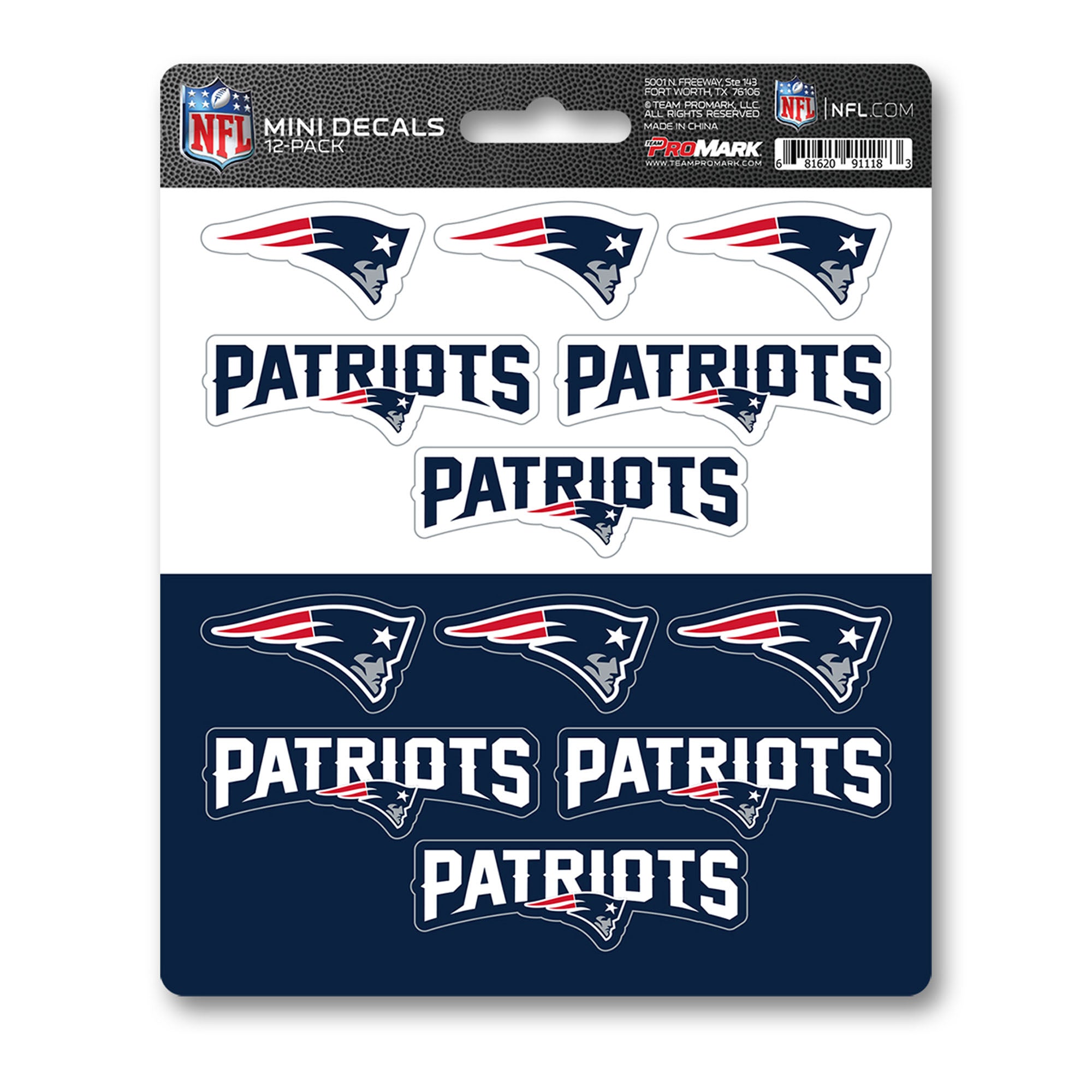 NFL - New England Patriots Mini Decal 12-pk | Logo Brands