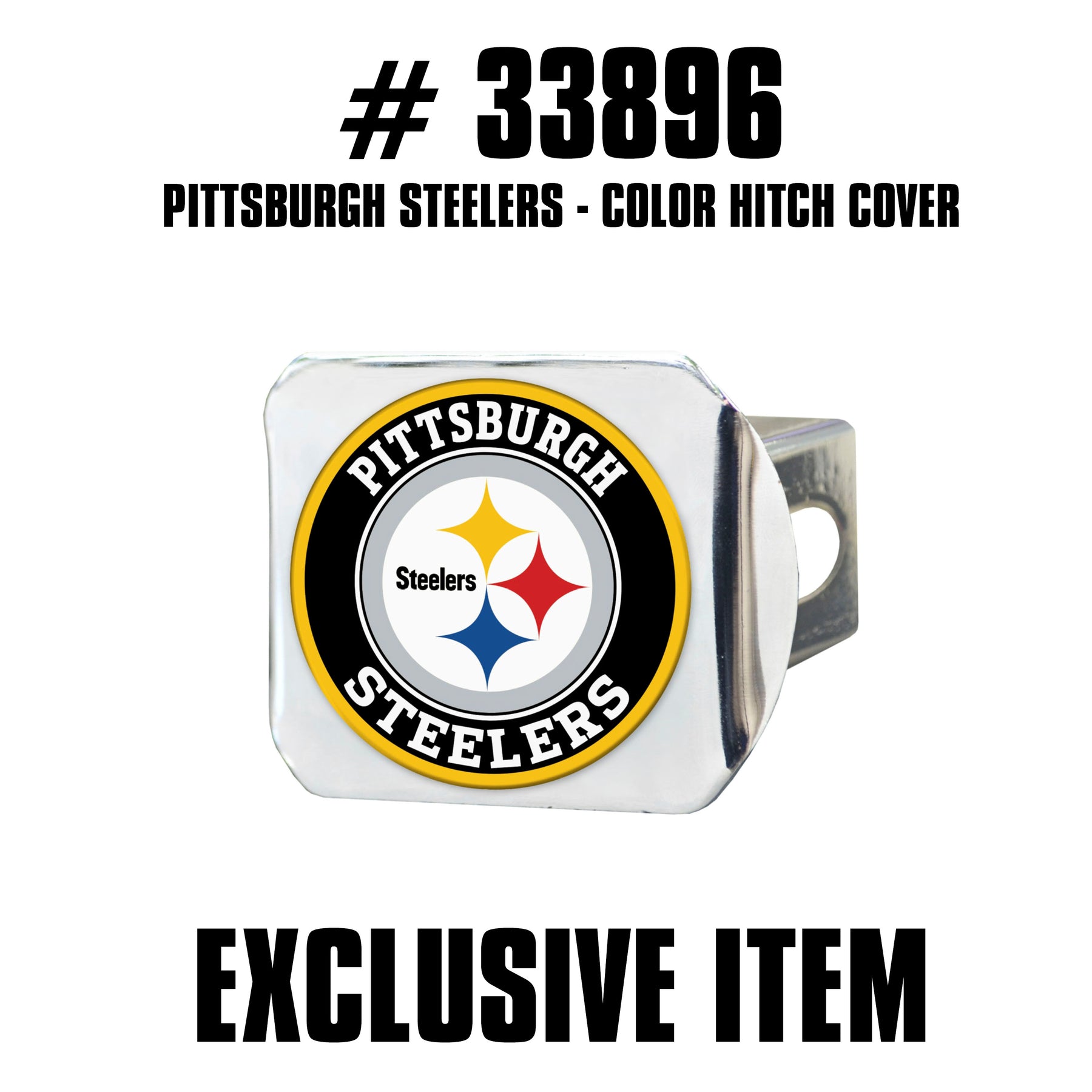 TRINITY NFL - Pittsburgh Steelers Color on Chrome Hitch Cover | Logo Brands