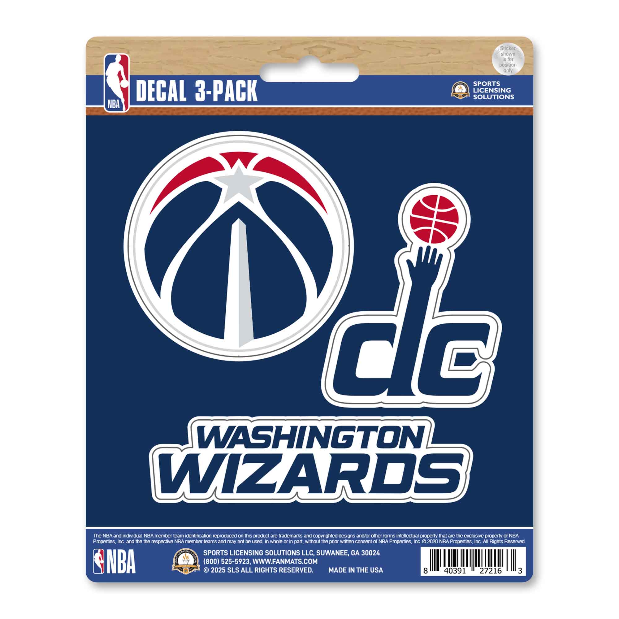 NBA - Washington Wizards Decal 3-pk | Logo Brands