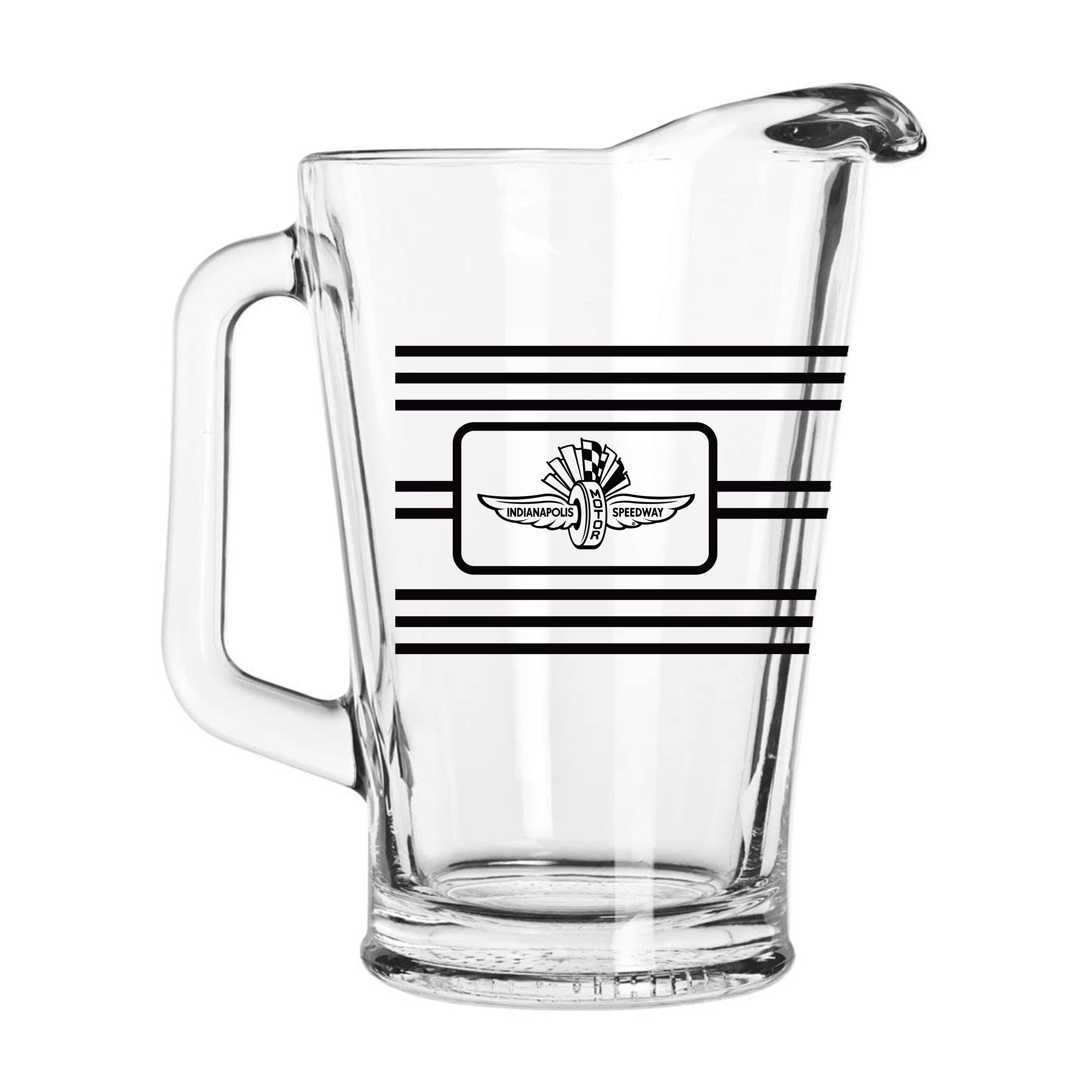 Indy Speedway 60oz Multi Stripe Glass Pitcher | Logo Brands