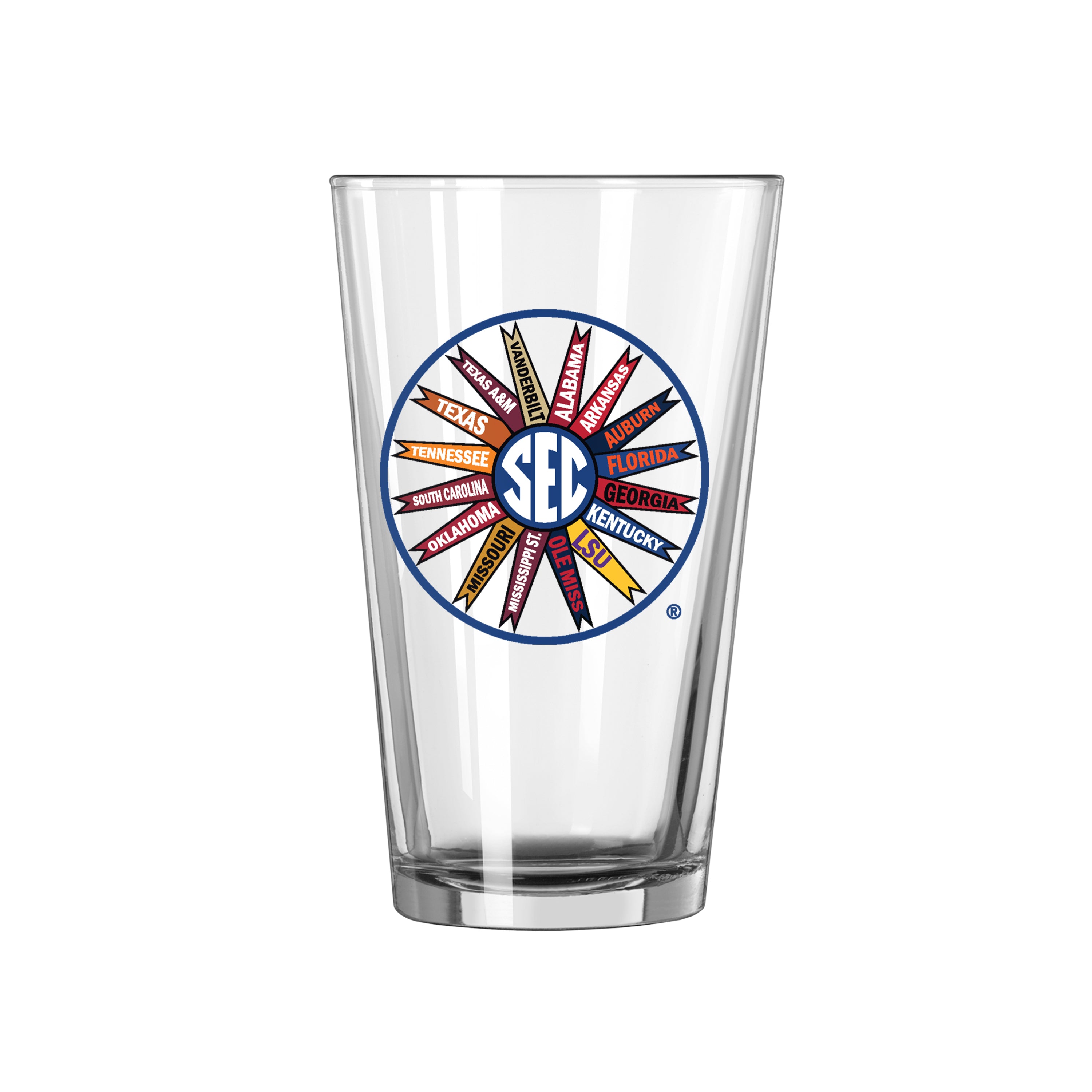 SEC Collective 16 Team Pinwheel 16oz Pint Glass | Logo Brands