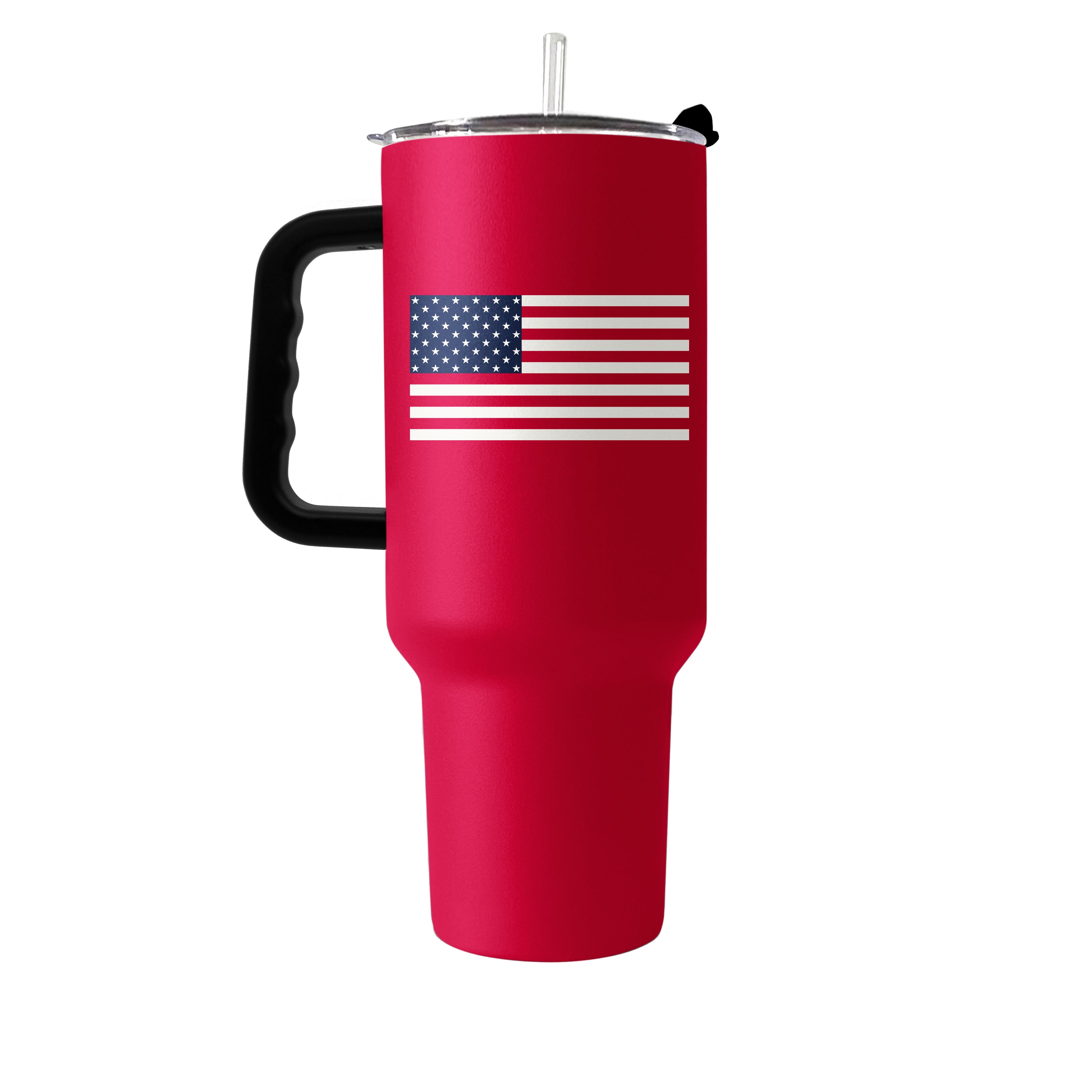 4th of July 40oz Red American Flag Powder Coat Tumbler | Logo Brands